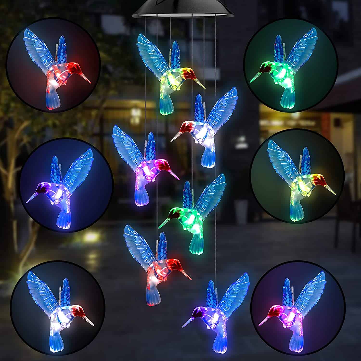 Solar LED Hummingbird Wind Chime | SmartLightPanel.com